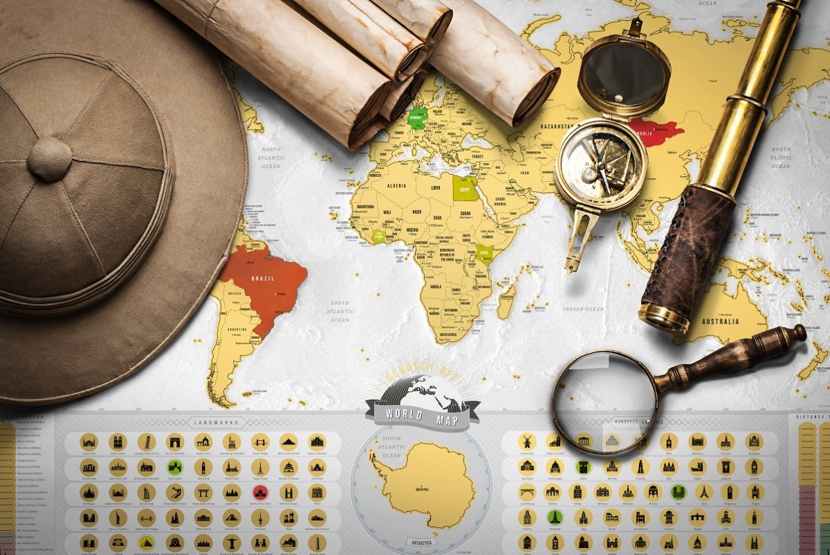 World map BLANC edition GOLD XXL | Giftio Maps Wholesale