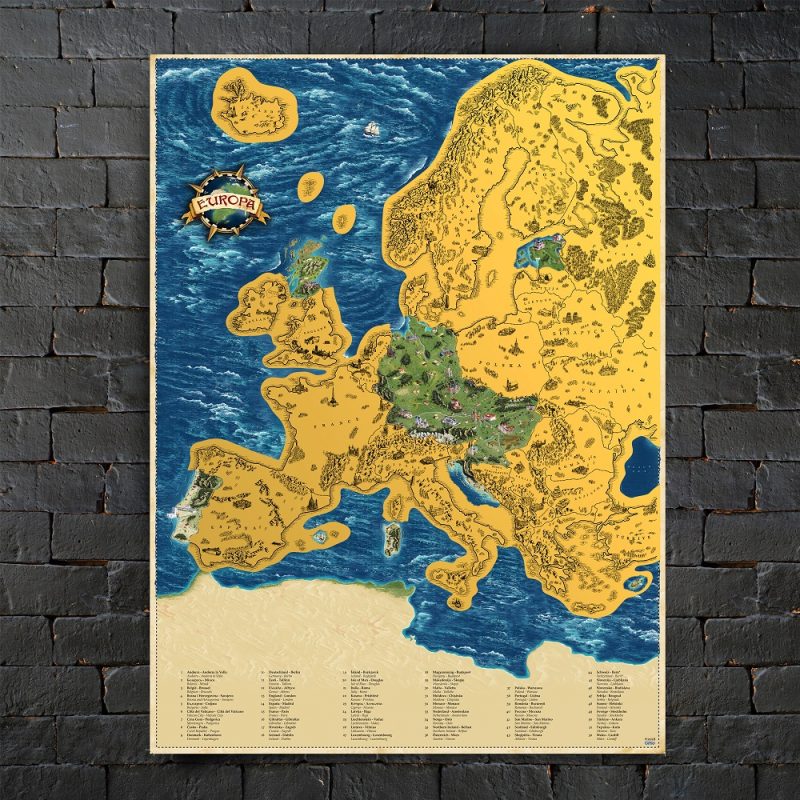 Europe XL GOLD Scratch-off map | Giftio Maps Wholesale